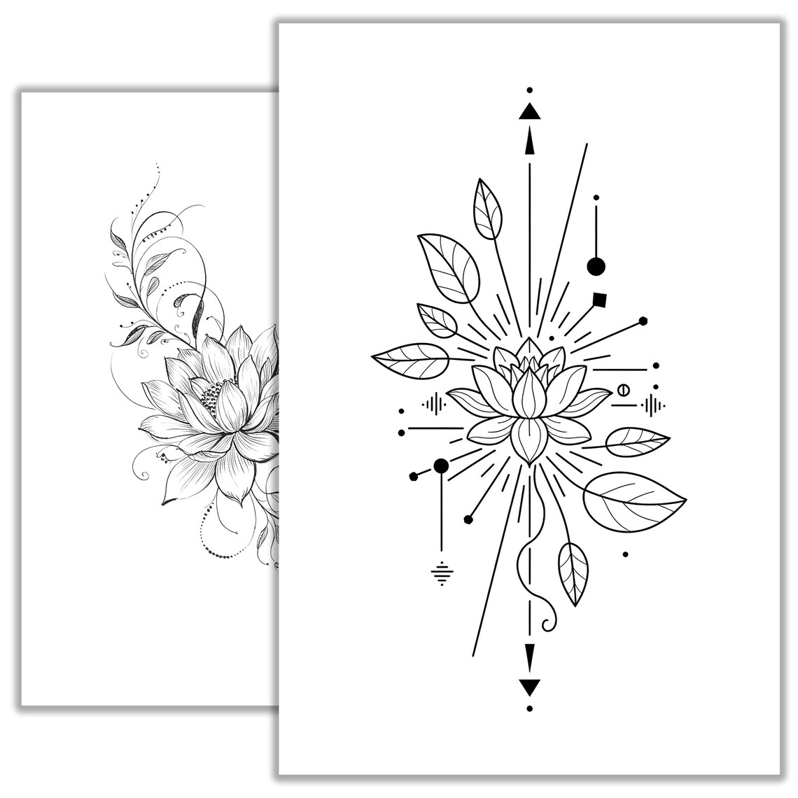 Lotus Tattoo Sketch – Minimalist Floral Line Art Tattoo Design ...