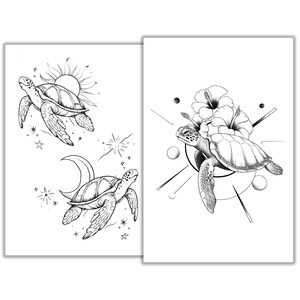 Turtle Sketch Tattoo Design - Unique and Detailed Turtle Tattoo Art - Etsy