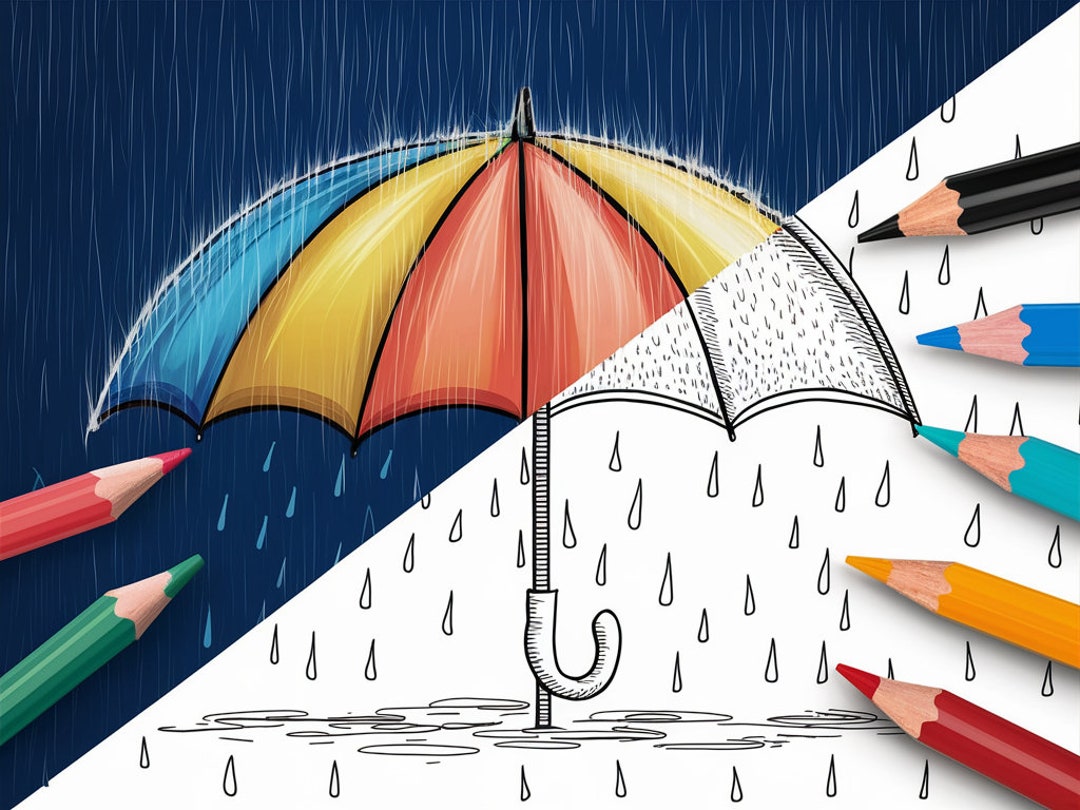 Rain Coloring Page Printable Weather-themed Art for Kids & Adults - Etsy