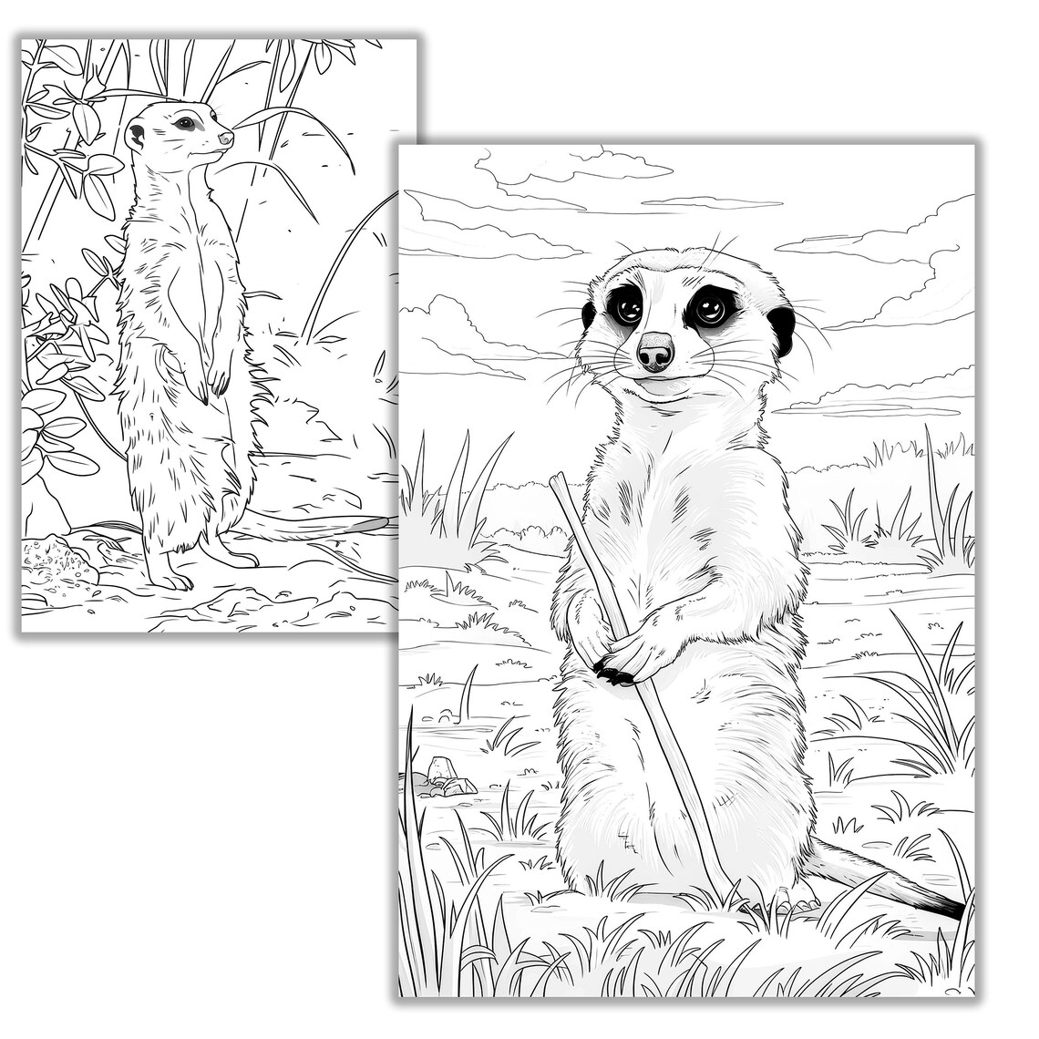 Meerkat Coloring Page | Printable Cute Animal Art for Kids & Adults - Etsy