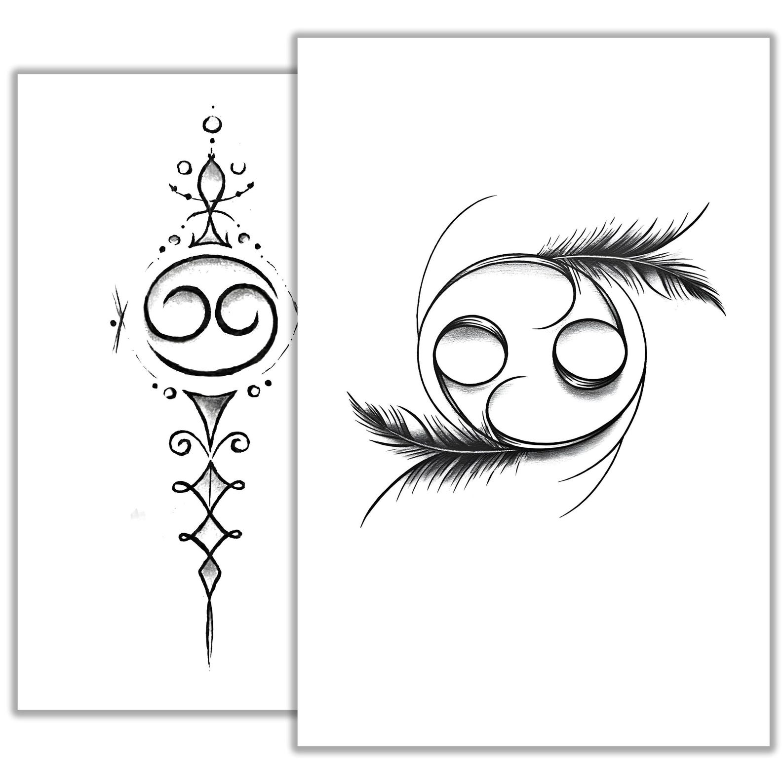 Cancer Zodiac Sign Tattoo Sketch | Astrological Tattoo Design | Cancer ...