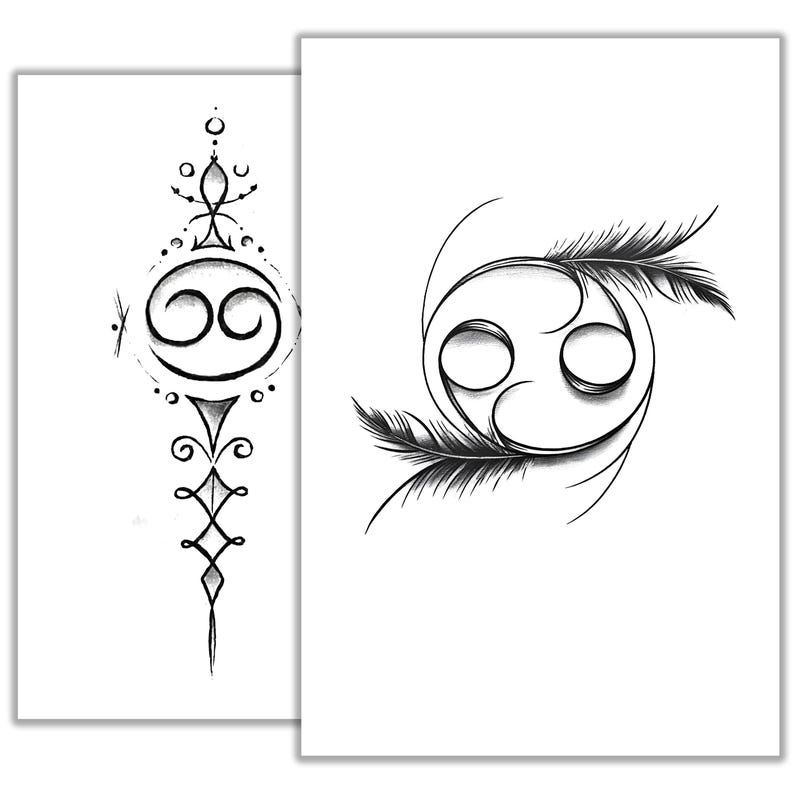 Cancer Zodiac Sign Tattoo Sketch | Astrological Tattoo Design | Cancer ...