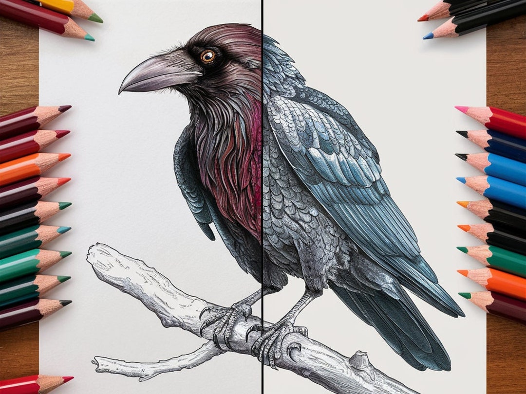 Raven Coloring Page Printable Gothic Art for Kids & Adults - Etsy Australia