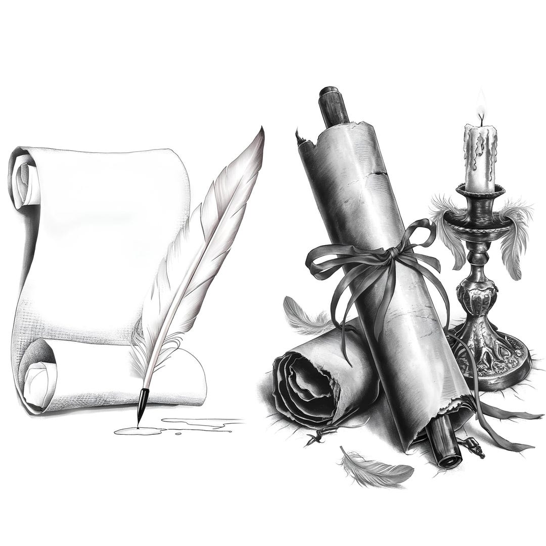 Scroll Tattoo Sketch - Timeless Design for Tattoo Enthusiasts - Etsy