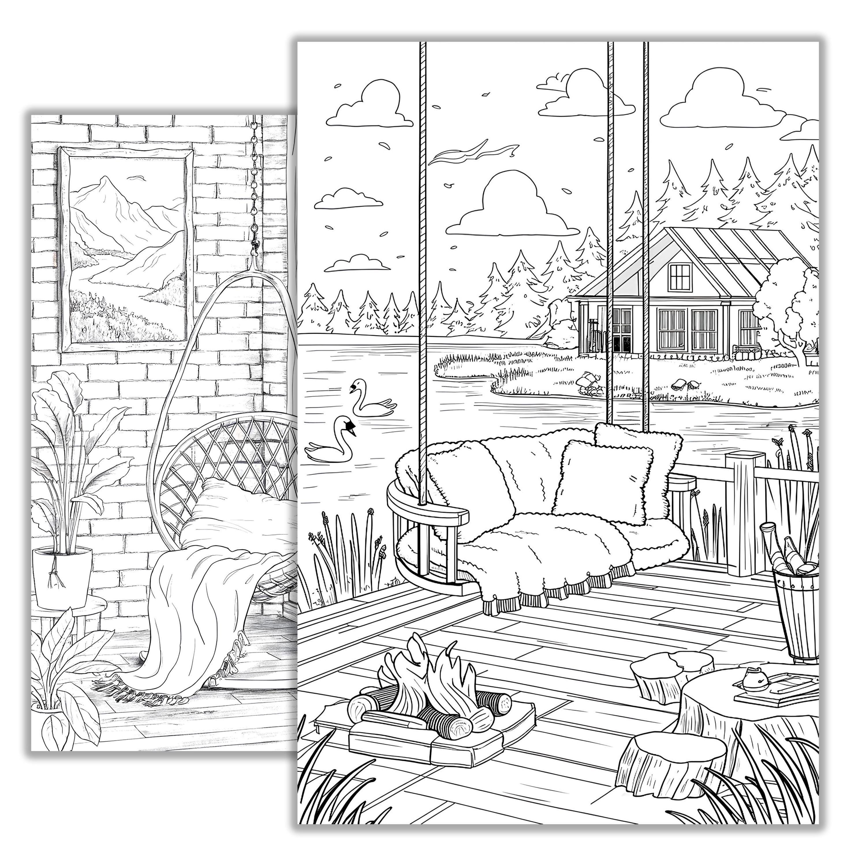 Cozy Place Coloring Page Printable Relaxation Art for Kids & Adults - Etsy