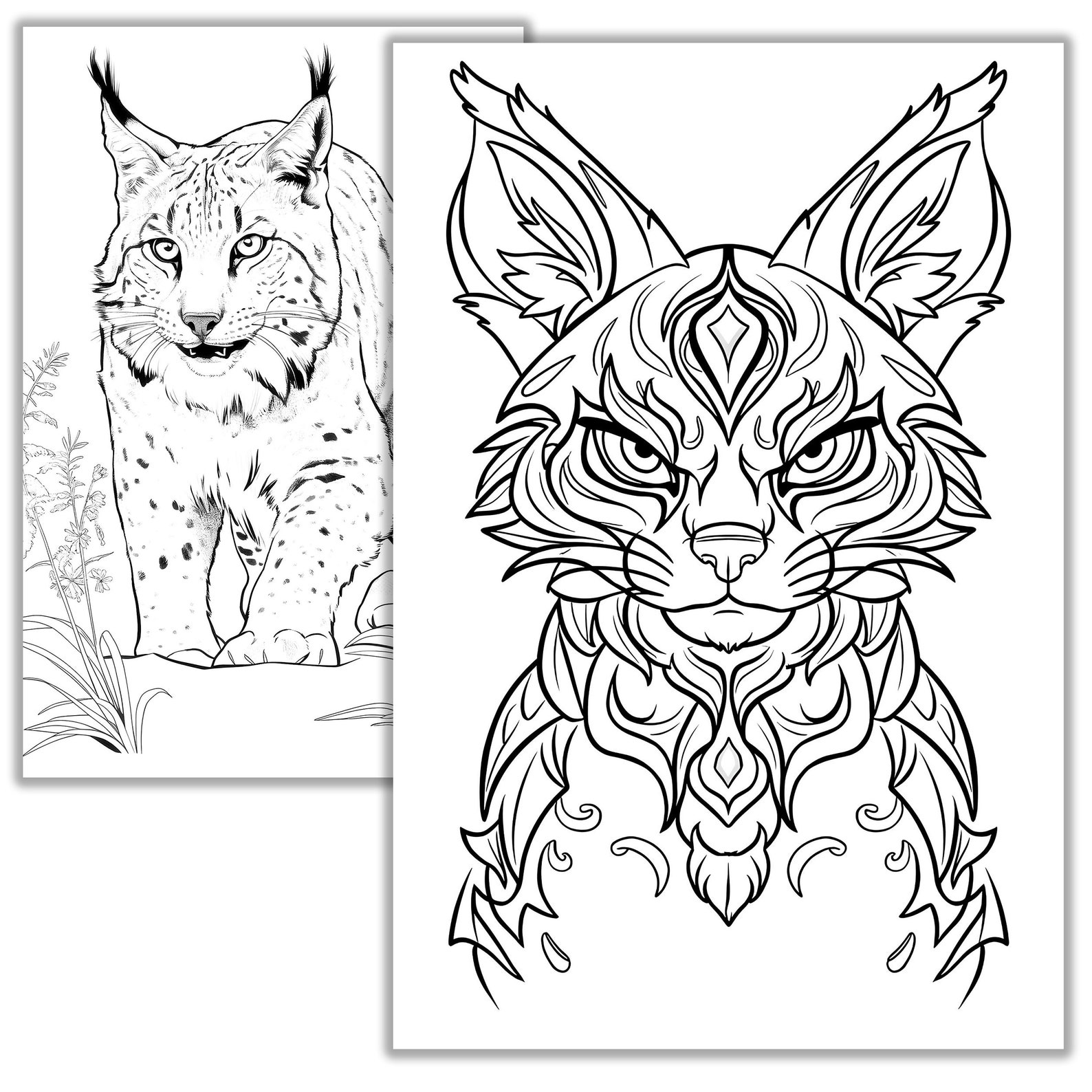 Lynx Coloring Pages | Printable Wildcat Art for Kids & Adults - Etsy