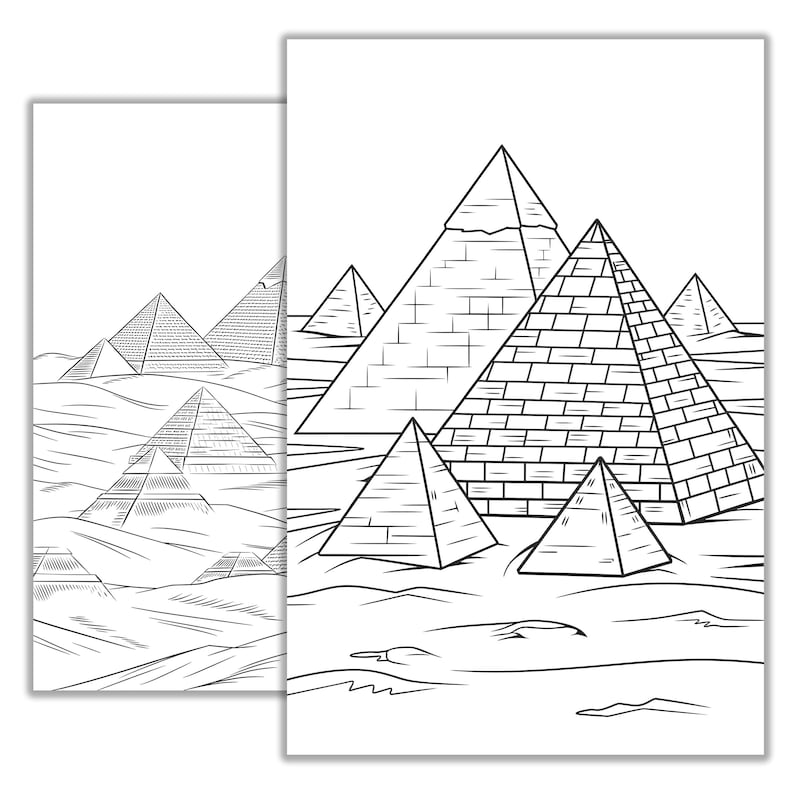 Ancient Pyramid Coloring Page - Printable Art for Fun & Relaxation ...