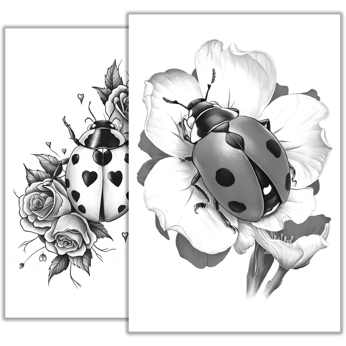 Ladybug Tattoo Sketch – Hand-drawn Insect Line Art Design, Minimalist ...