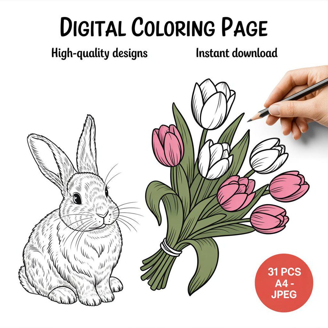Tulip Coloring Pages – Printable Flower Coloring Sheets for Kids and ...