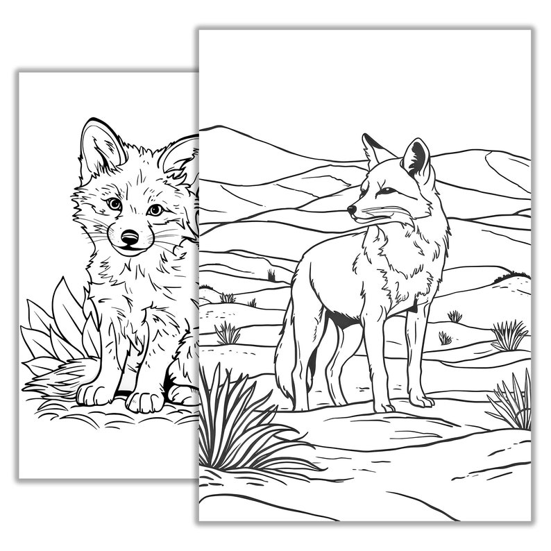 Fox Coloring Page Printable Woodland Art for Kids & Adults - Etsy