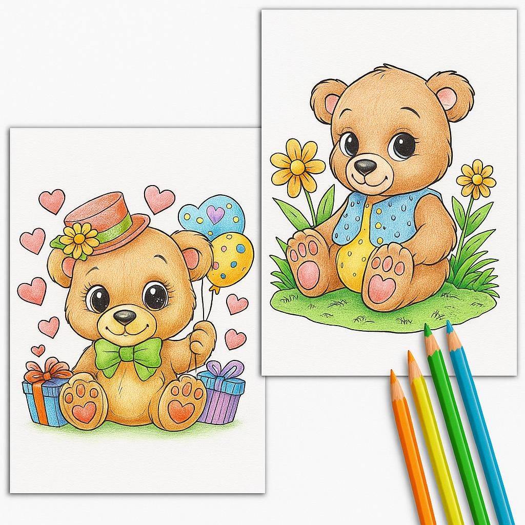 Teddy Bear Coloring Pages – Cute Printable Bear Designs for Kids ...