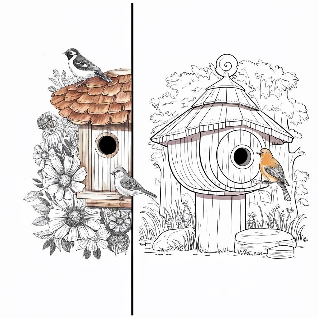 Birdhouse Printable Adult Coloring Page From Favoreads Etsy This Item