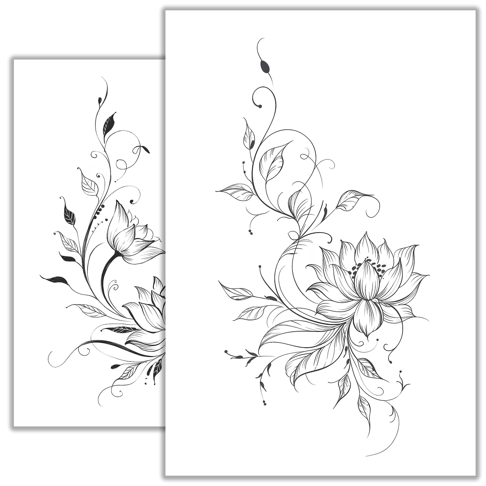 Lotus Tattoo Sketch – Minimalist Floral Line Art Tattoo Design ...