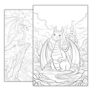 Dragon Coloring Page | Printable Fantasy Art for Kids & Adults - Etsy