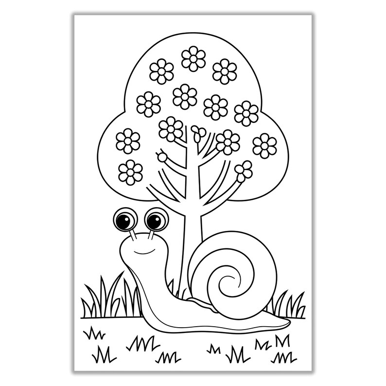 Snail Coloring Page - Cute Printable Nature-themed Coloring Sheet for ...