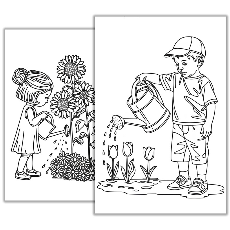 Watering Can Coloring Page – Cute Garden Printable Coloring Sheet for ...