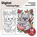Cute Koala Coloring Page – Printable Adorable Koala Art for Kids and ...