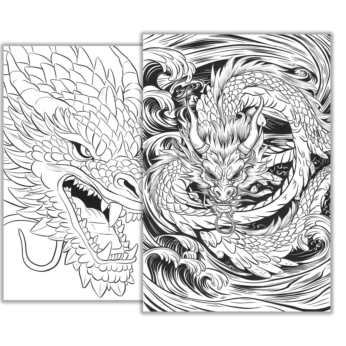 Dragon Coloring Page | Printable Fantasy Art for Kids & Adults - Etsy