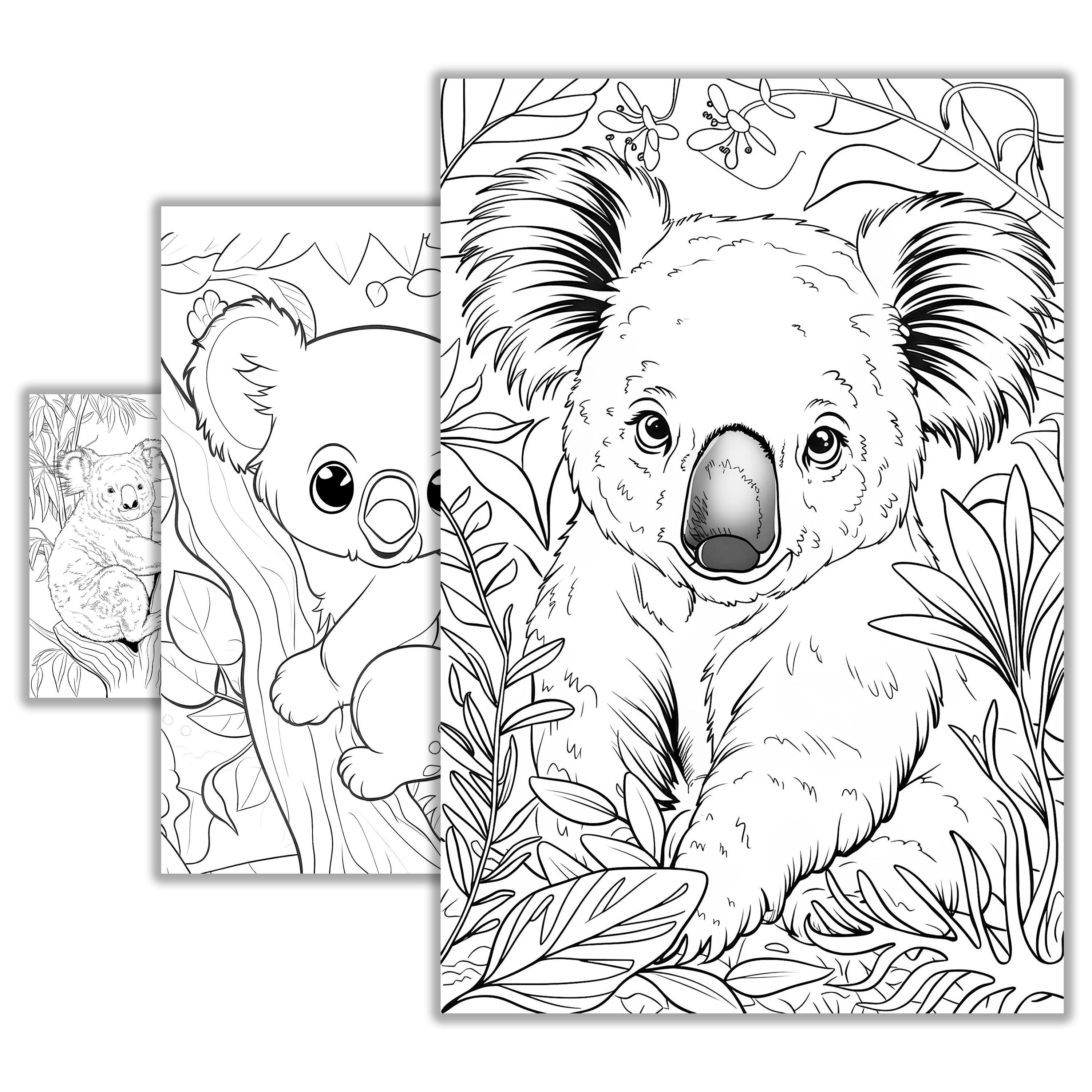 Cute Koala Coloring Page – Printable Adorable Koala Art for Kids and ...