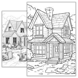 Cozy Cottage Coloring Book for Adults & Kids | Charming Homes, Cute ...