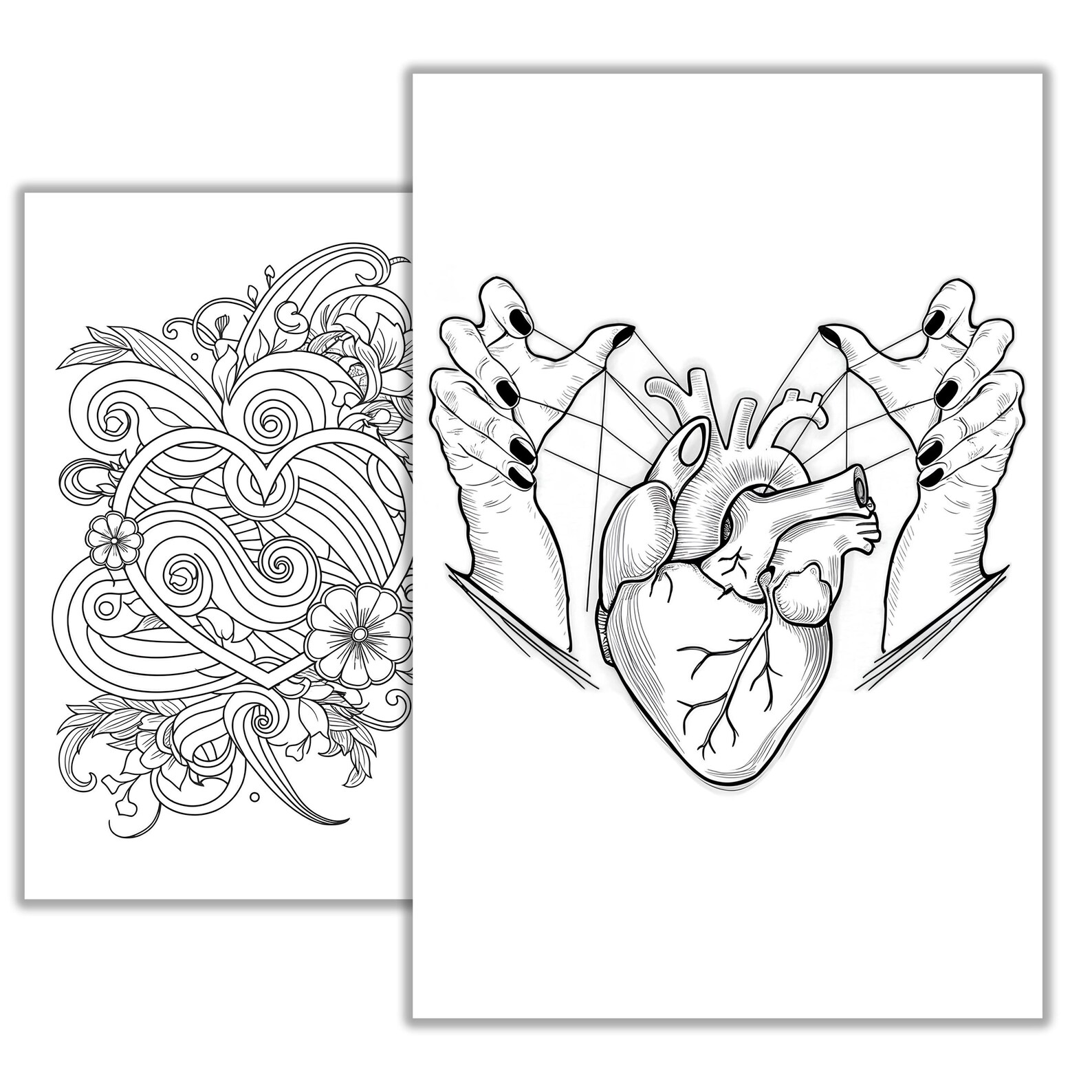 Heart Coloring Page Printable Heart Design for Relaxing and Creative ...