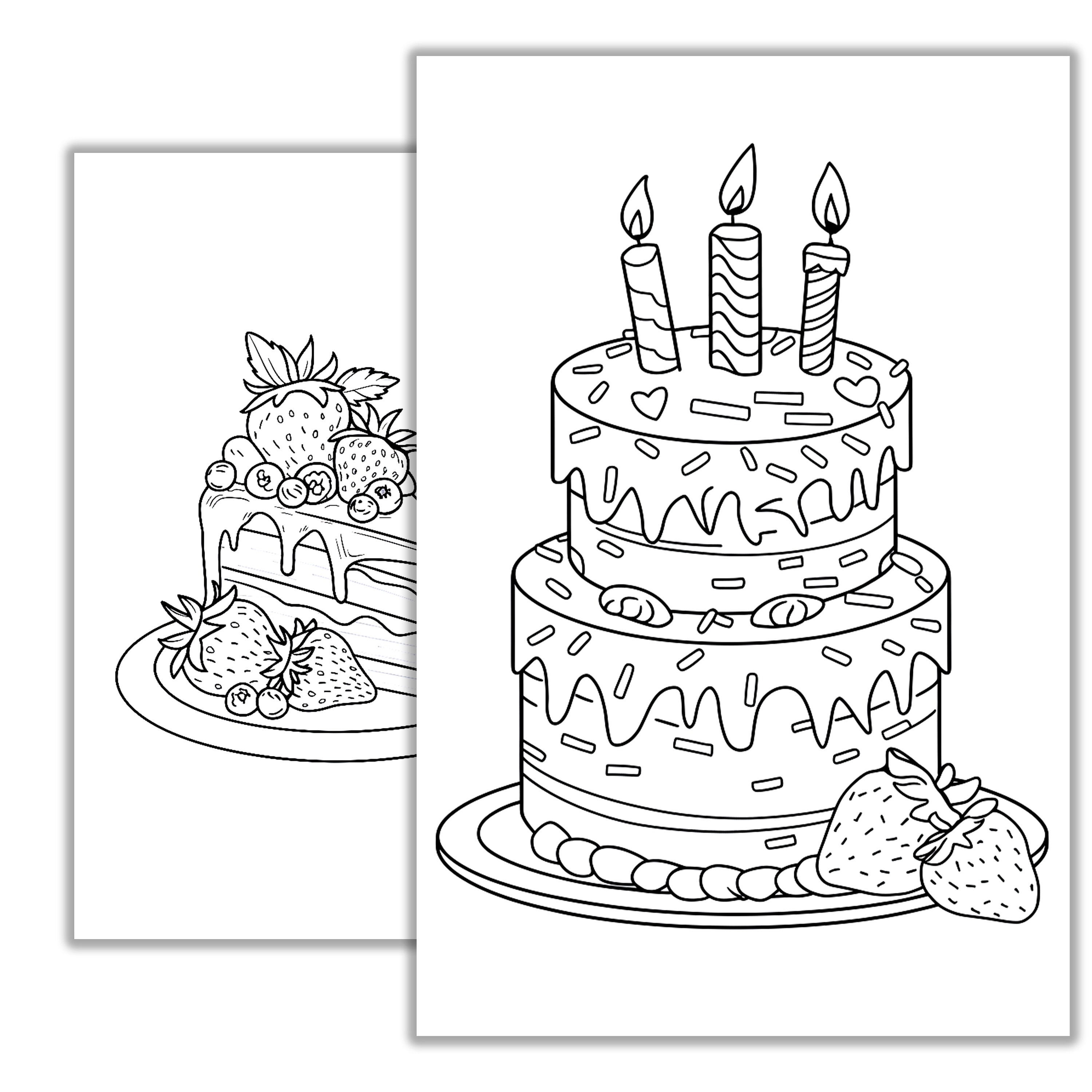Cakes Coloring Page. Coloring Pages for Adults. Coloring Pages for ...