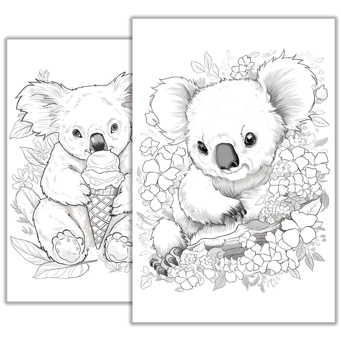 Cute Koala Coloring Page – Printable Adorable Koala Art for Kids and ...