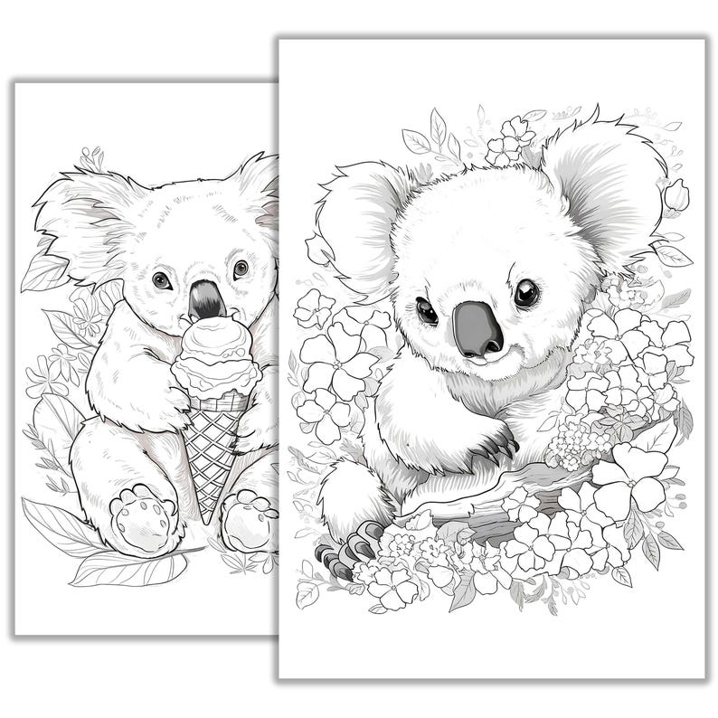 Cute Koala Coloring Page – Printable Adorable Koala Art for Kids and ...