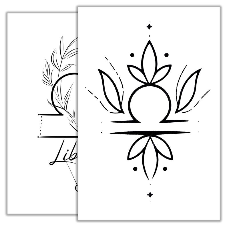 Libra Zodiac Sign Tattoo Sketch – Elegant Scale Design for Astrology ...
