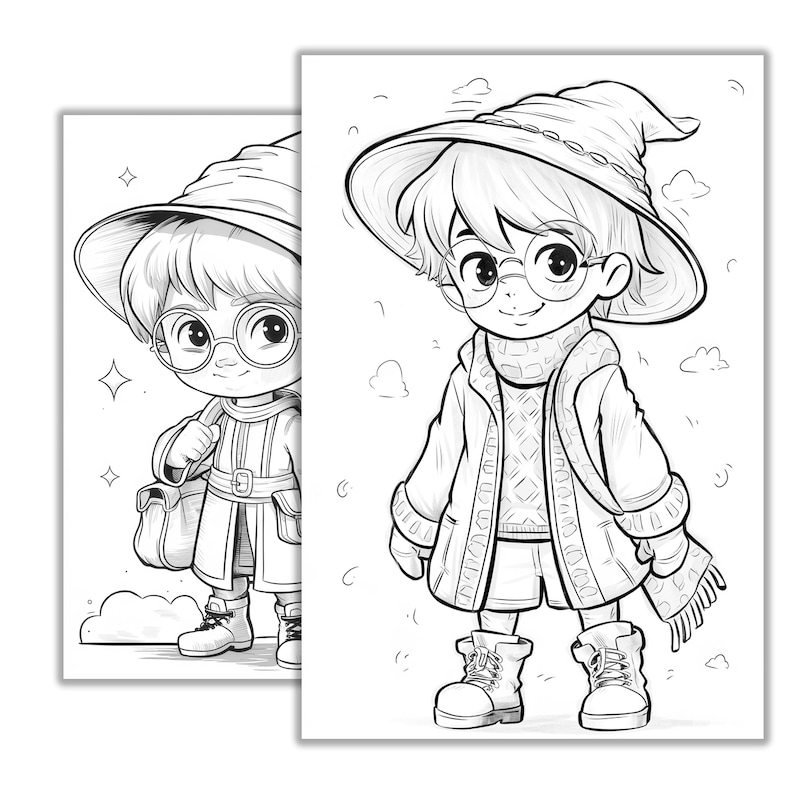Little Wizards Coloring Page | Printable Kids Magic Art | Little ...