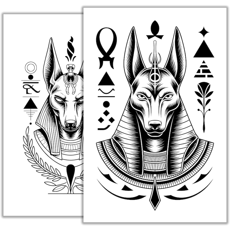 Anubis Tattoo Sketch #2 – Egyptian God Line Art, Black and White Tattoo ...