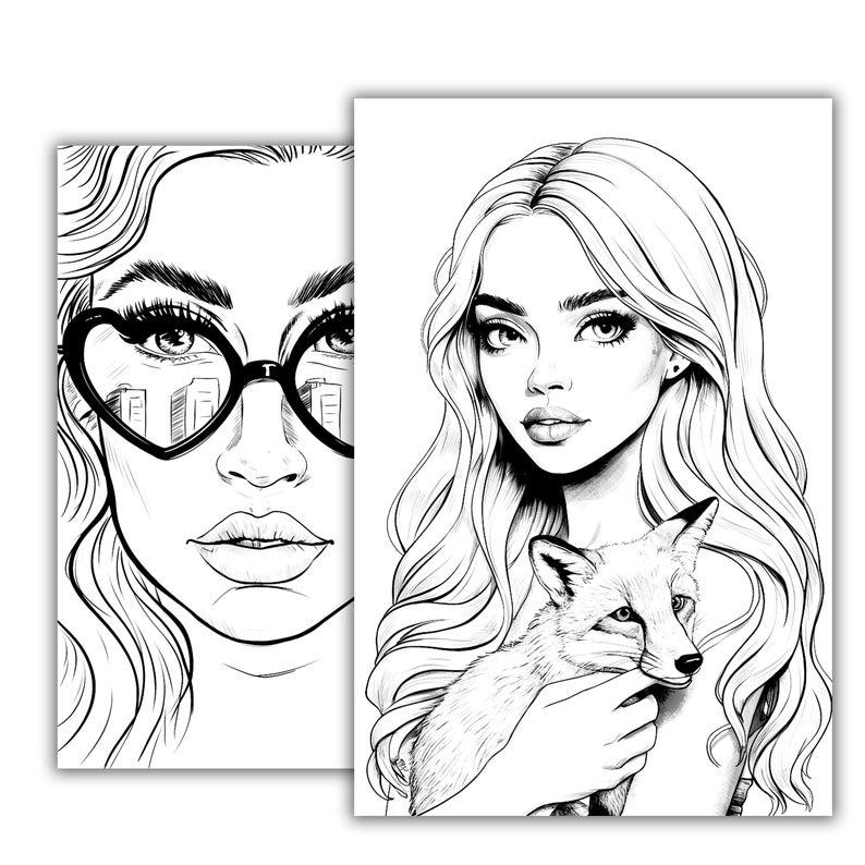 Girl Coloring Page - Printable Coloring Sheet for Kids & Adults - Etsy