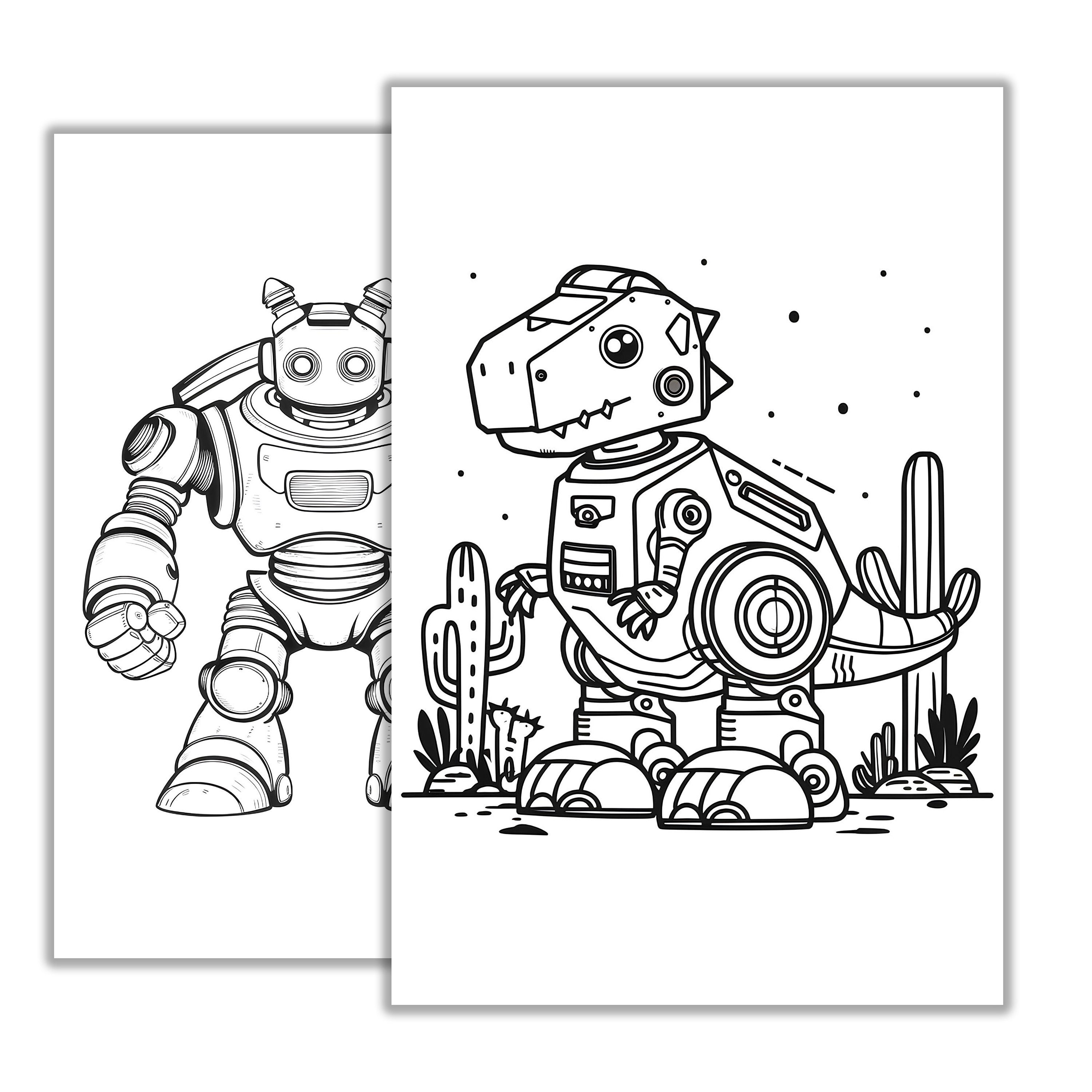 Robots Coloring Page | Printable Sci-fi Fun for Kids & Adults - Etsy