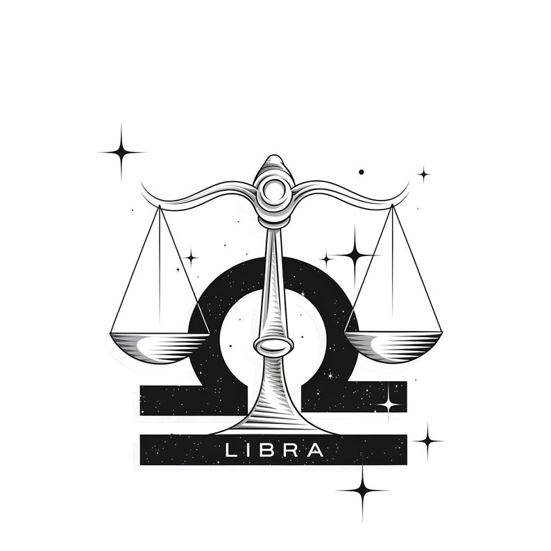 Libra Zodiac Sign Tattoo Sketch – Elegant Scale Design for Astrology ...