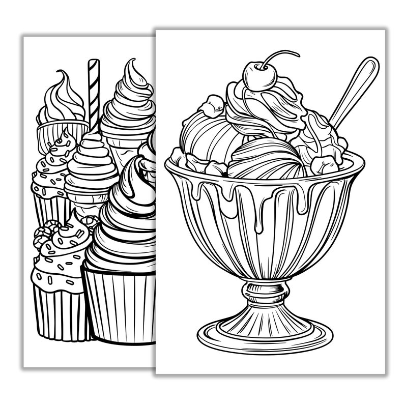 Ice Cream Coloring Page – Printable Sweet Dessert Art for Kids and ...