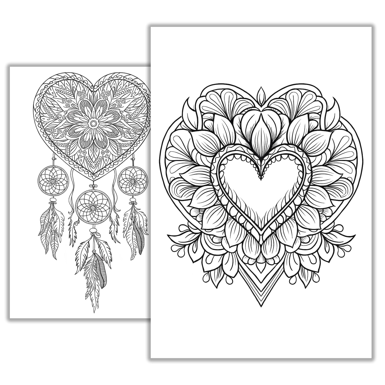 Heart Coloring Page Printable Heart Design for Relaxing and Creative ...