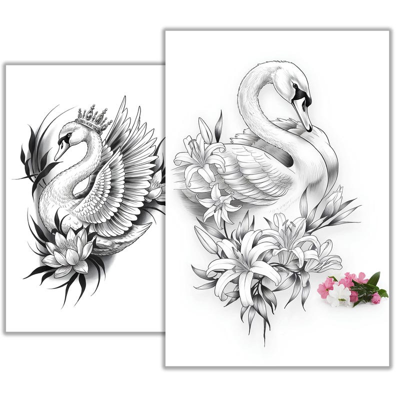 Swan Tattoo Sketch – Elegant and Graceful Custom Ink Design - Etsy
