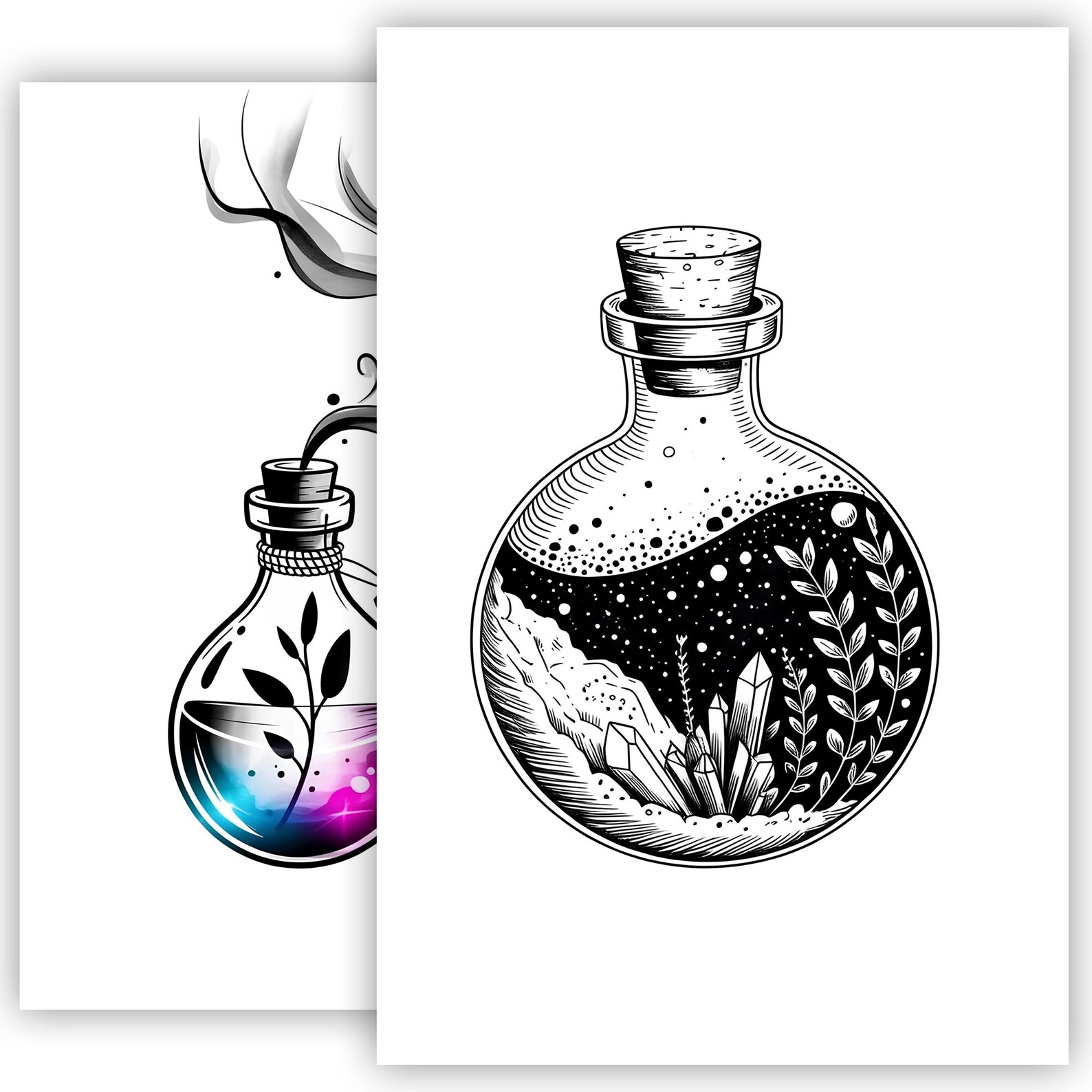 Potion Tattoo Sketch 5| Magical Bottle Tattoo Design | Witchy Ink Art ...