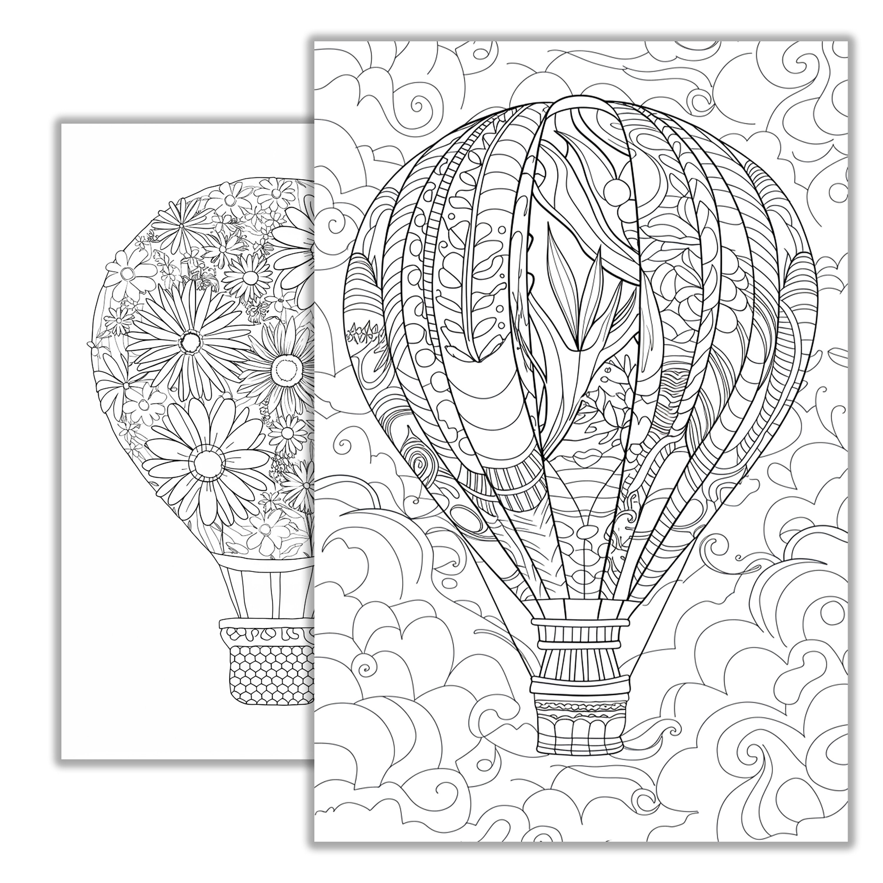 Hot Air Balloon Coloring Pages - Whimsical and Fun Designs for All Ages ...