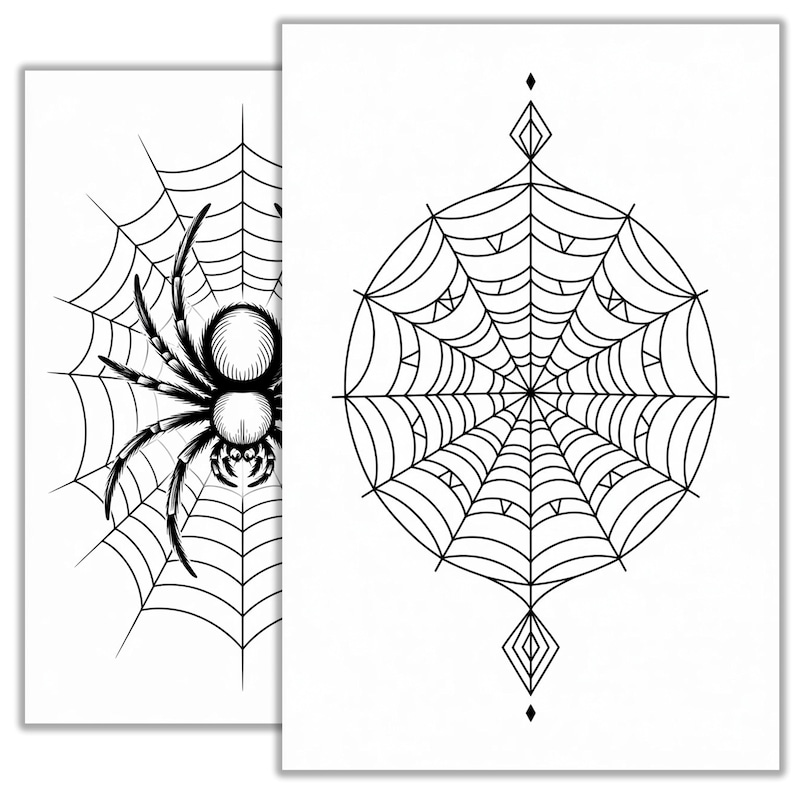 Spider Web Tattoo Sketch - Classic & Gothic Web Designs - Tattoo Flash ...