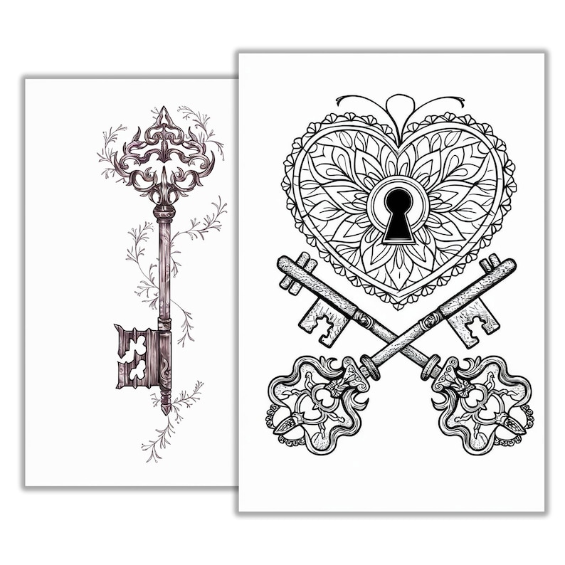 Key Tattoo Sketch | Intricate and Symbolic Design for Tattoo Artists ...