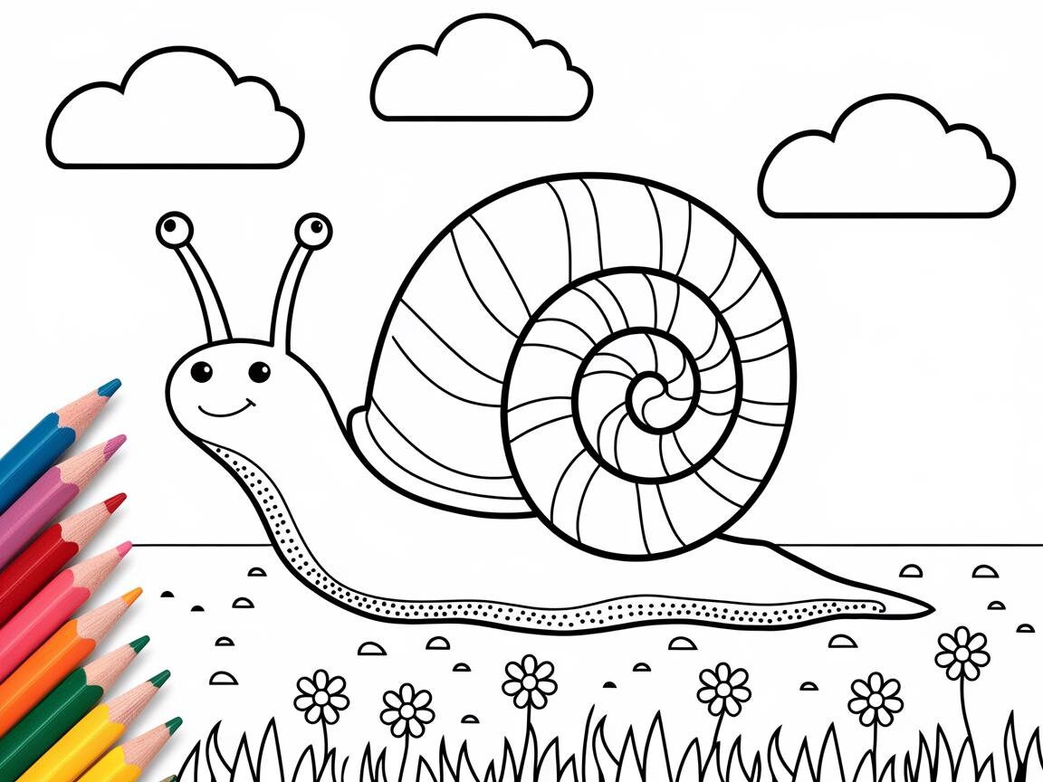 Snail Coloring Page Cute Printable Nature-themed Coloring Sheet for ...