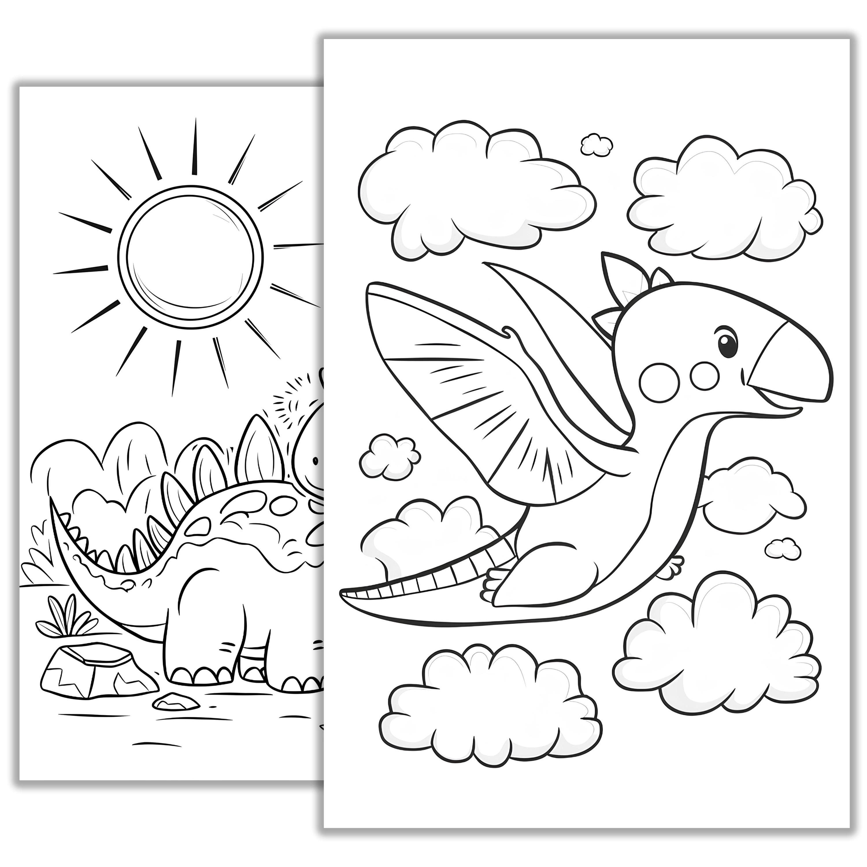 Dinosaurs Children's Coloring Page – Fun Prehistoric Activity Printable ...