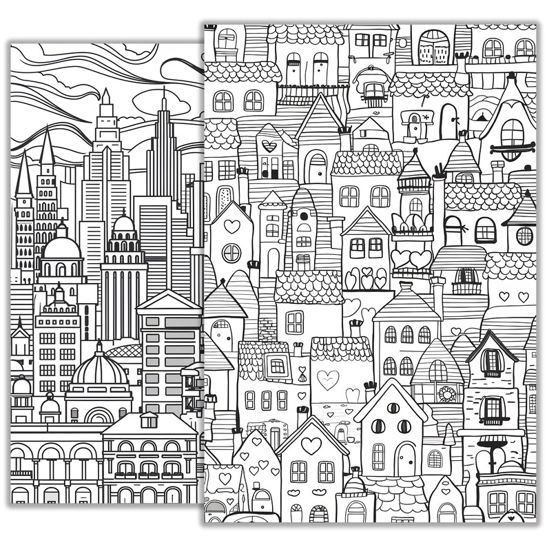 Architecture Coloring Page | Printable Cityscapes & Buildings for ...