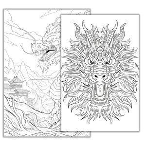 Dragon Coloring Page | Printable Fantasy Art for Kids & Adults - Etsy
