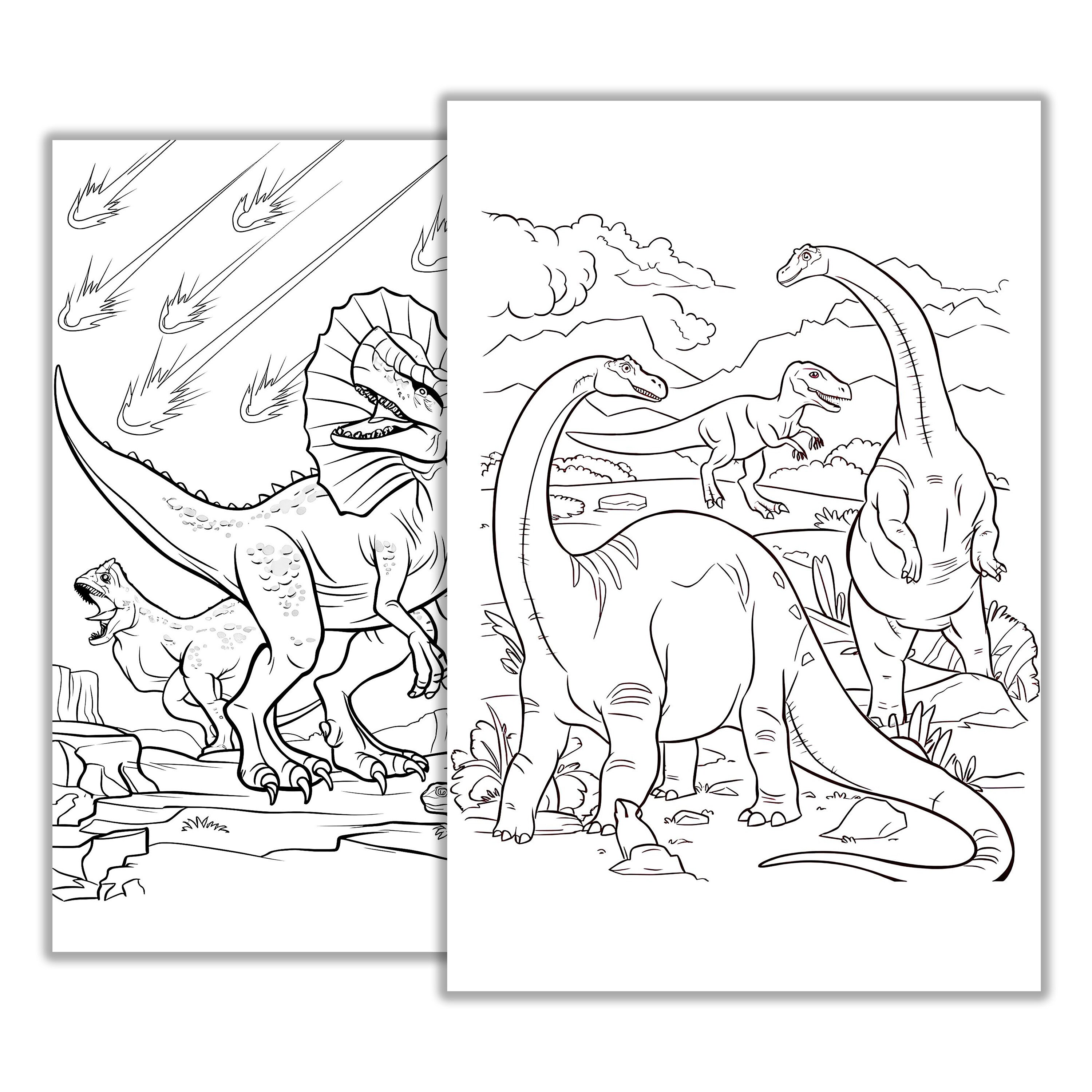 Dinosaur Coloring Page Printable Prehistoric Fun for Kids & Adults - Etsy