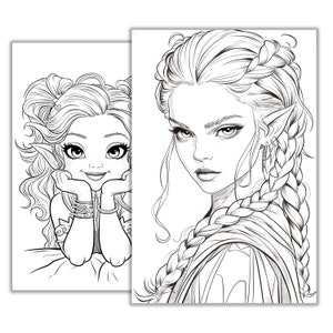 Elf Coloring Page – Fantasy Printable for Kids & Adults, Magical ...