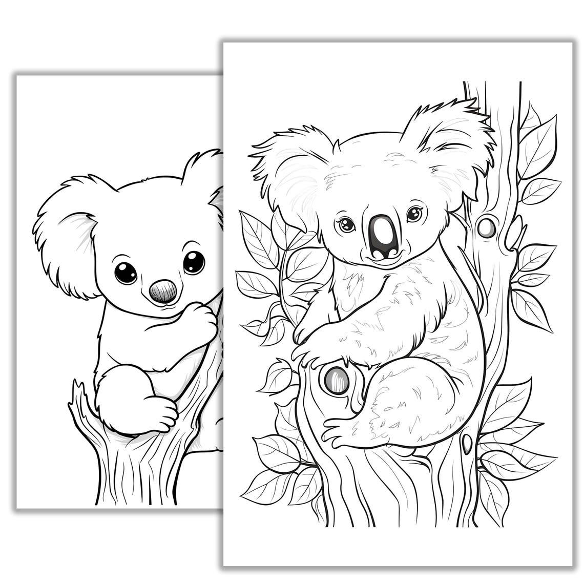 Cute Koala Coloring Page – Printable Adorable Koala Art for Kids and ...
