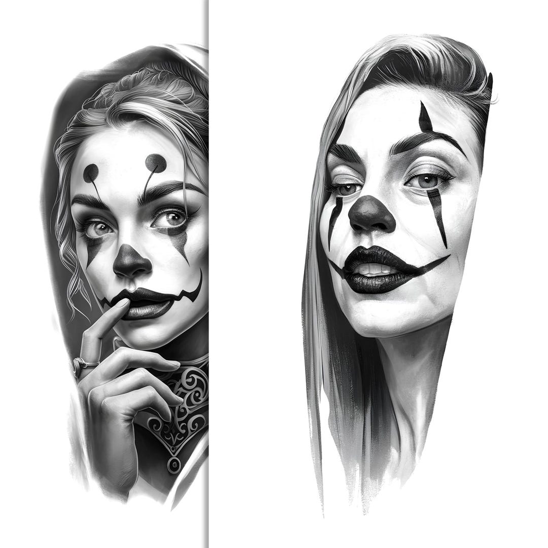 Edgy Girl With Clown Makeup Tattoo Design - Unique & Bold Art for ...