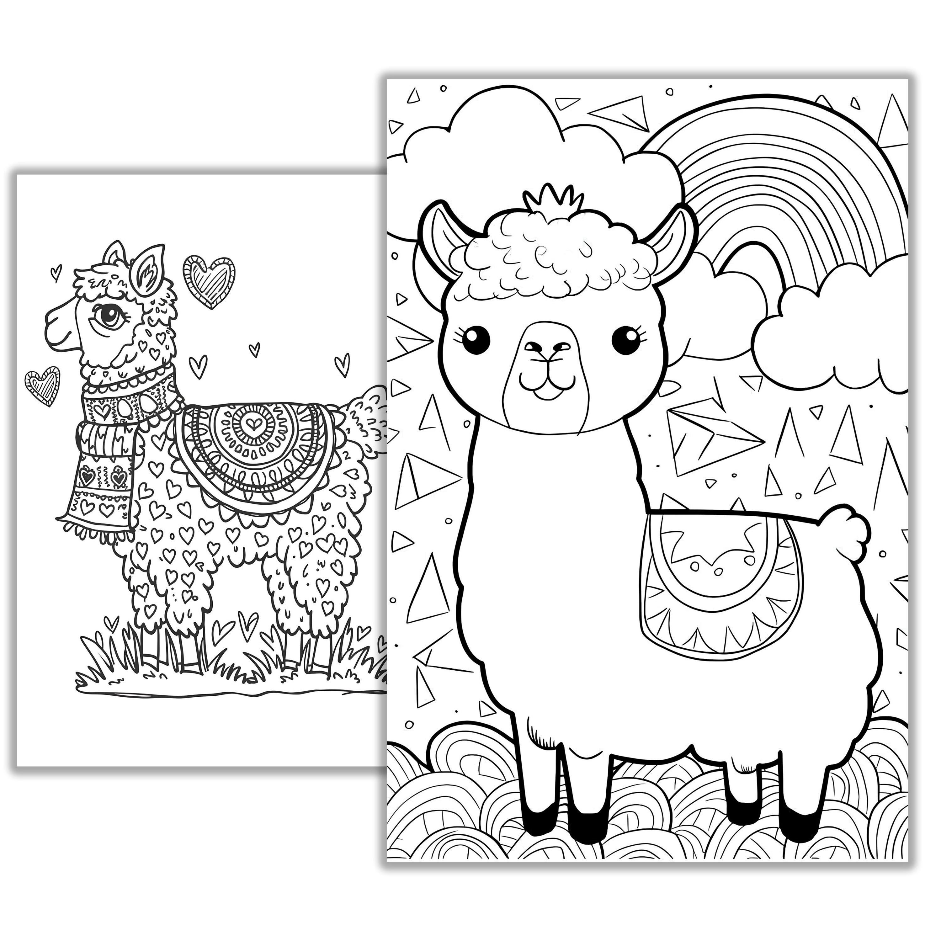 Llama Coloring Page – Cute Printable Coloring Sheet for Kids & Adults ...
